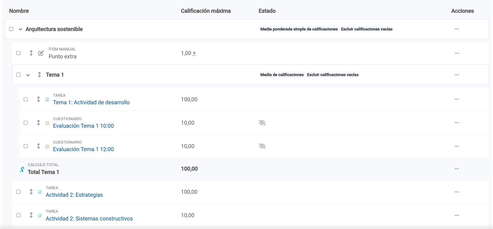 Open LMS | Tracking and Management: Organizing Gradebook Columns ...